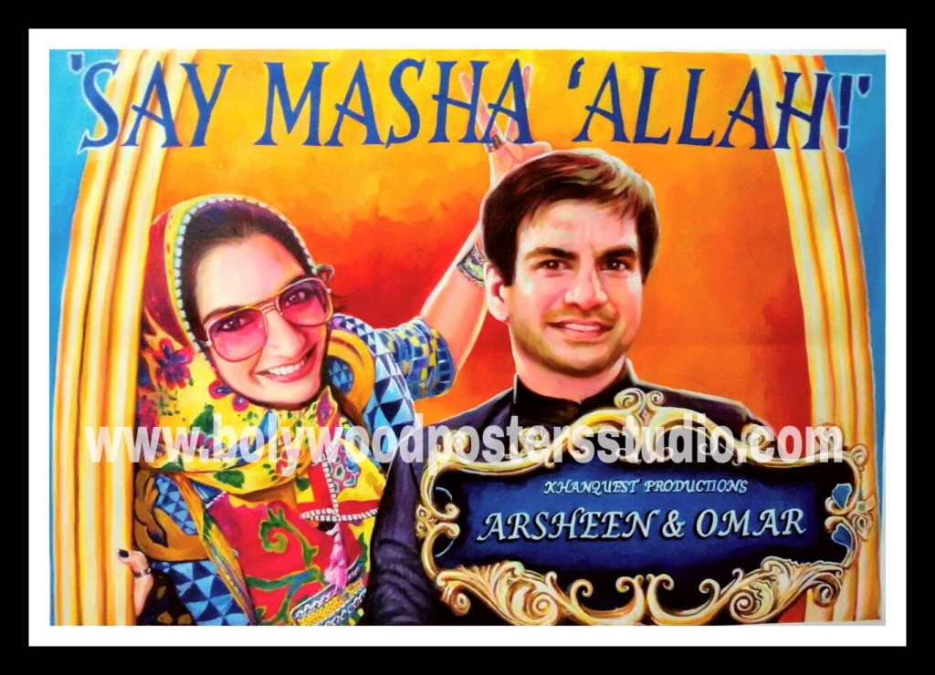 Custom bollywood poster painting - Indian Portrait Painting