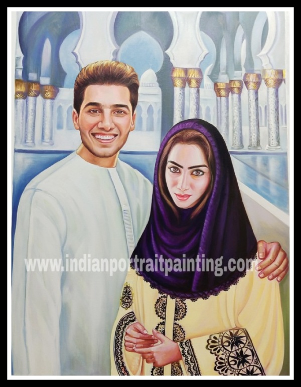 Realistic hand painted portraits from photos - Indian Portrait Painting